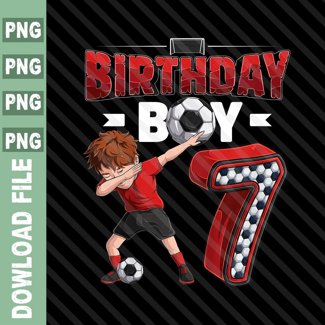 7th Birthday Soccer PNG Birthday Soccer Dabbing Png 7 Years - Etsy