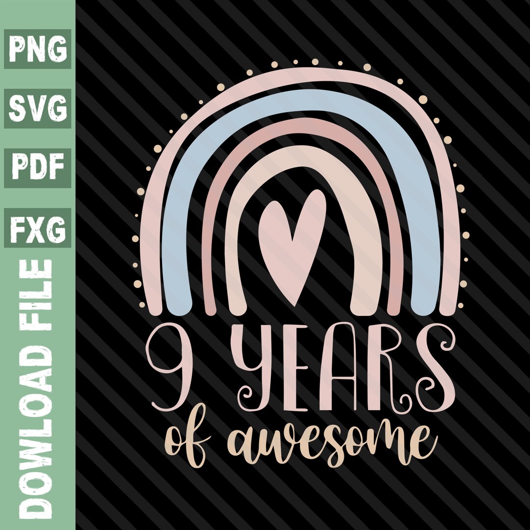9th Birthday Girl Svg, Birthday Rainbow Svg, Birthday Boho Svg, Boho ...