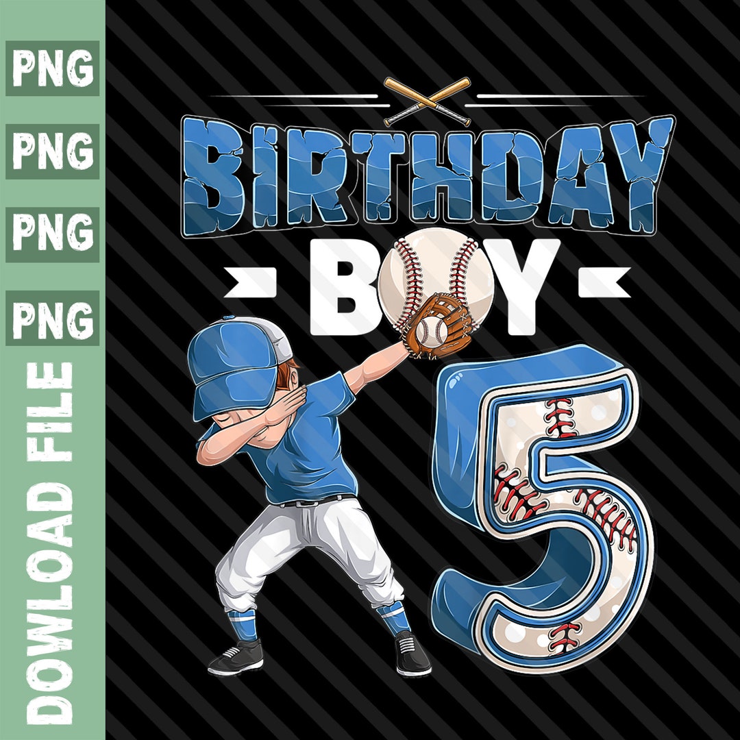 5th Birthday Baseball PNG, Birthday Baseball Dabbing Png, 5 Years Old ...