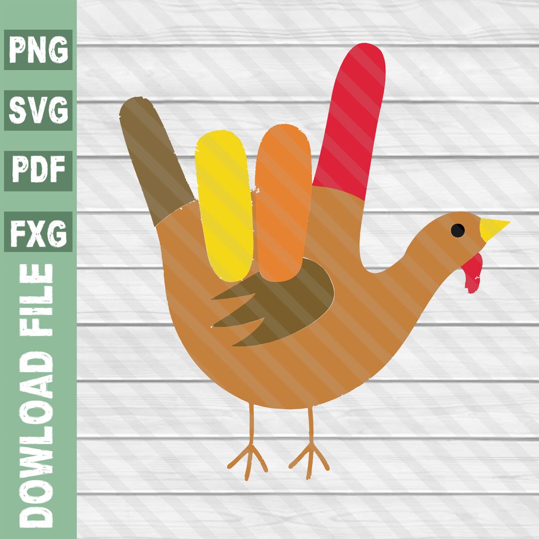 Peace Sign Turkey Hand SVG, I Love You Sign Turkey Hand SVG, American ...