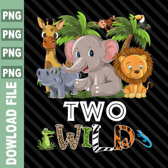 Two Wild Baby Safari Animals PNG Leopard Print Two Wild Two - Etsy