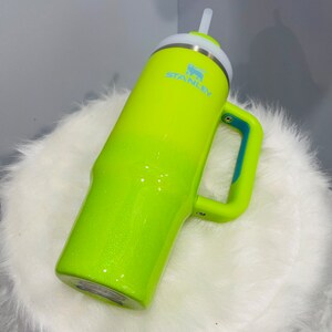 30OZ Stanley Tumbler Bright Lime With Green Glitter Ombre - Etsy