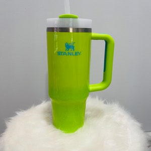 30OZ Stanley Tumbler Bright Lime With Green Glitter Ombre - Etsy