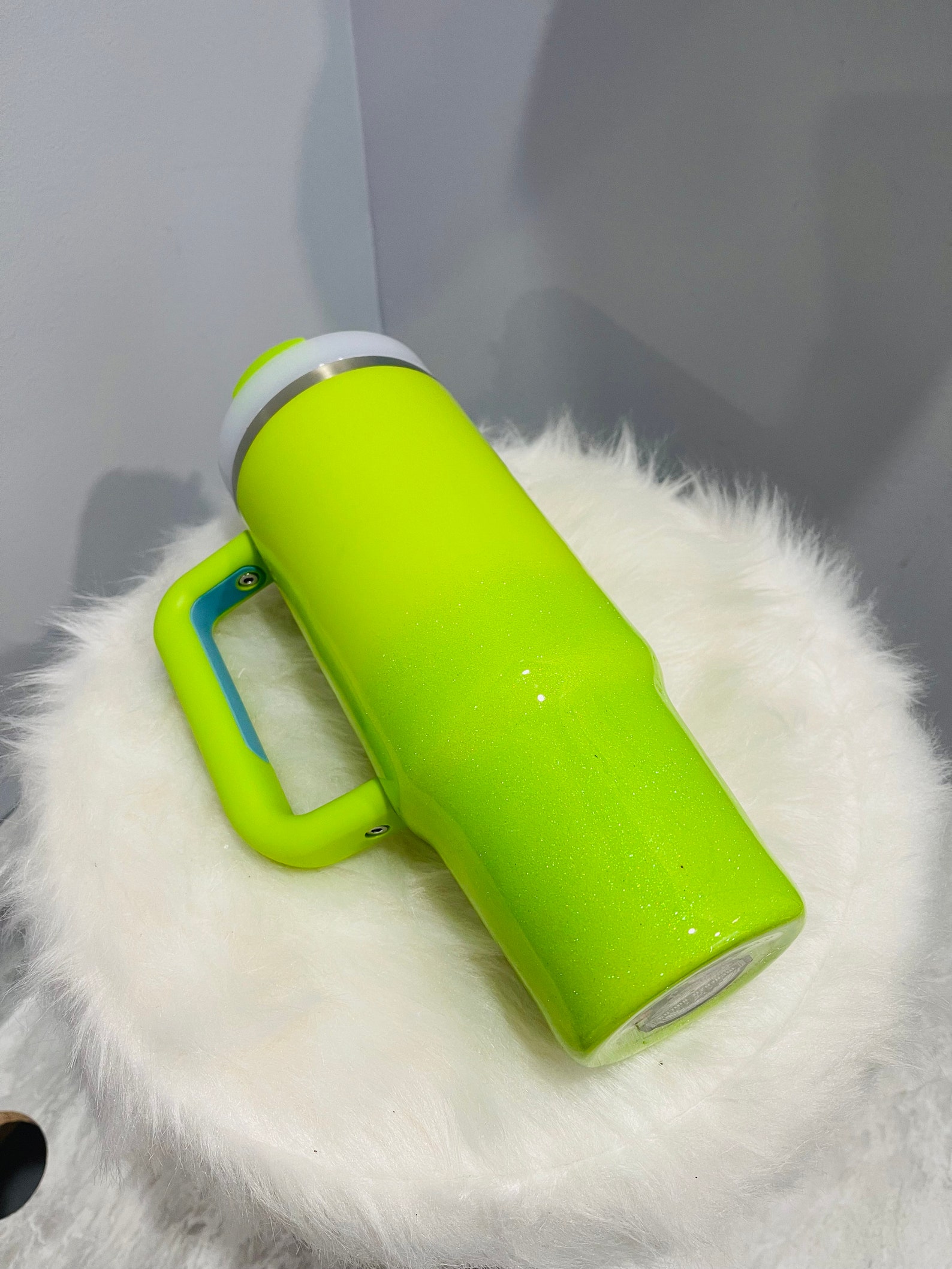 30OZ Stanley Tumbler Bright Lime With Green Glitter Ombre - Etsy