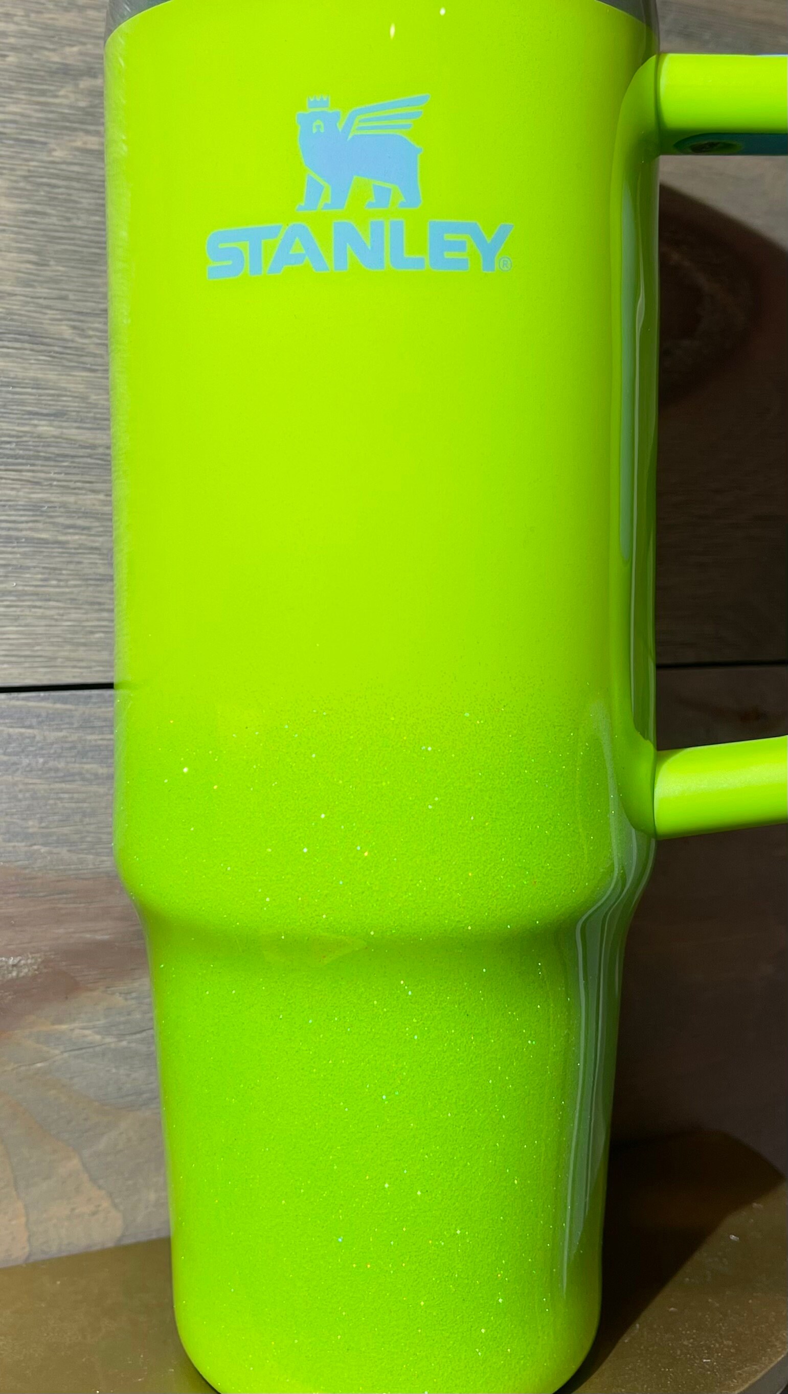 30OZ Stanley Tumbler Bright Lime With Green Glitter Ombre - Etsy