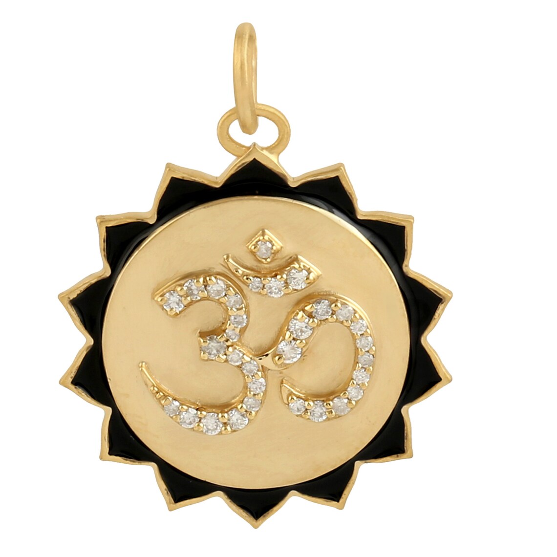 Buy Diamond Om Pendant, 14k Yellow Gold Religious Om Charm Pendant ...