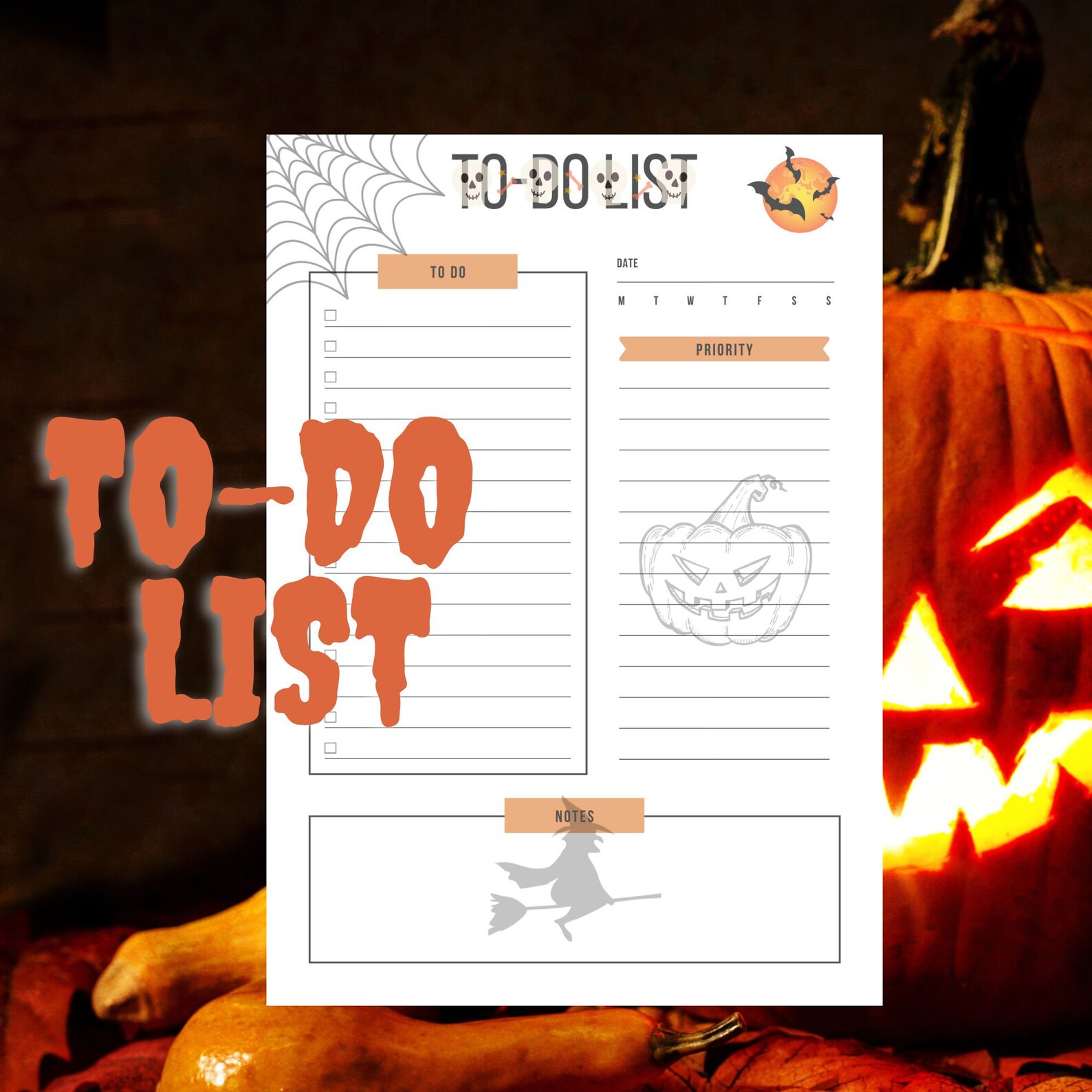 Printable Halloween Themed to Do List - Etsy