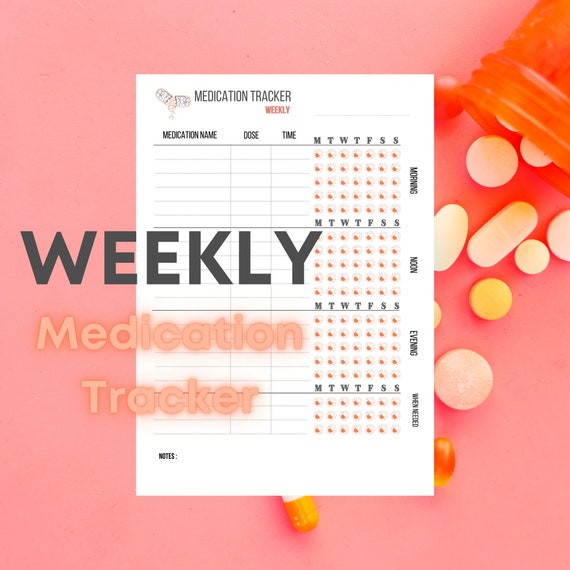Printable Weekly Medication Check off List Coral - Etsy