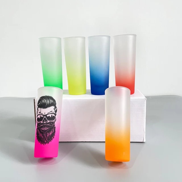 Set of (6) 2.5 Oz Blank Sublimation Gradient Colored Shot Glass Set ...