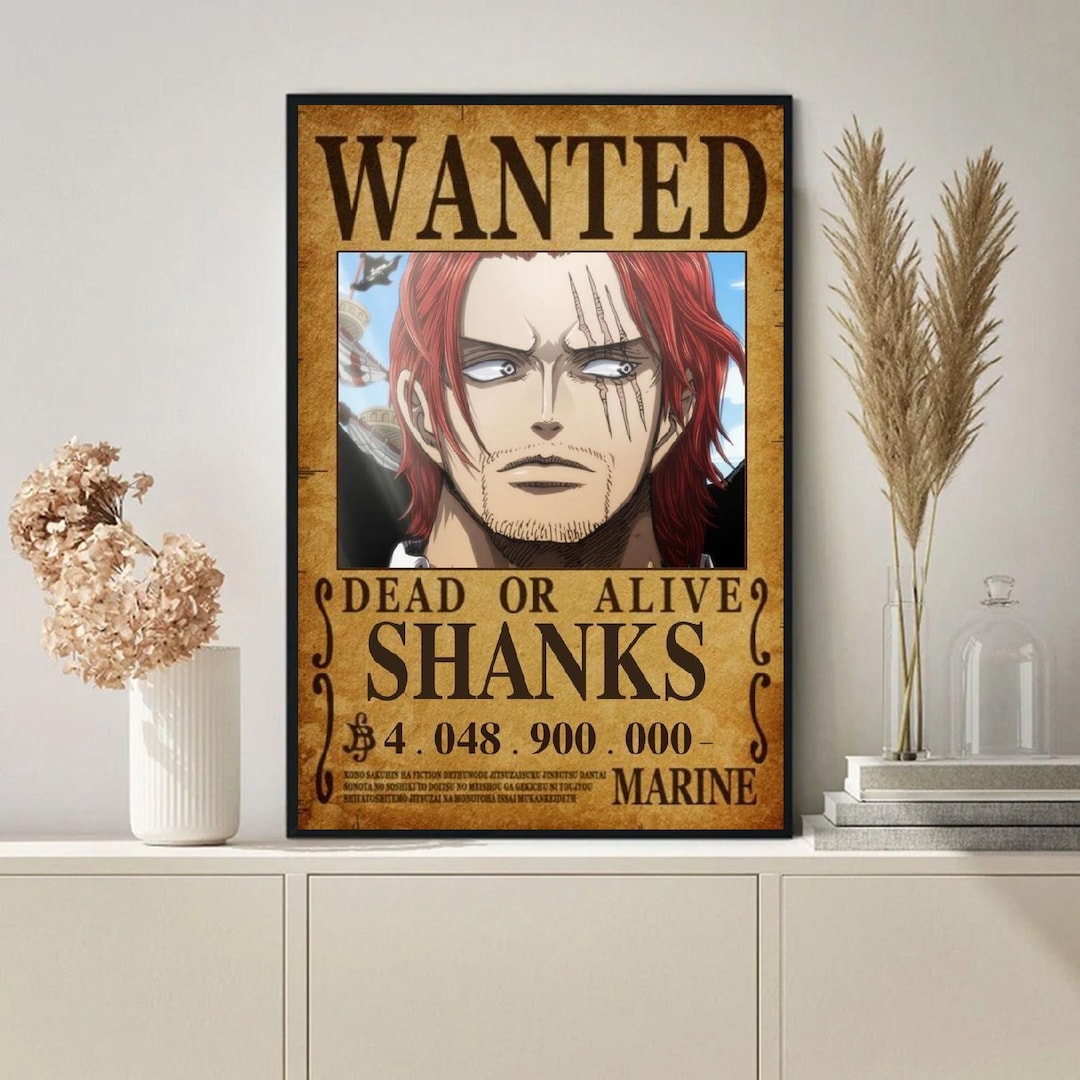 Anime One Piece Wanted Poster, Shanks Anime Poster, Bounty Poster ...
