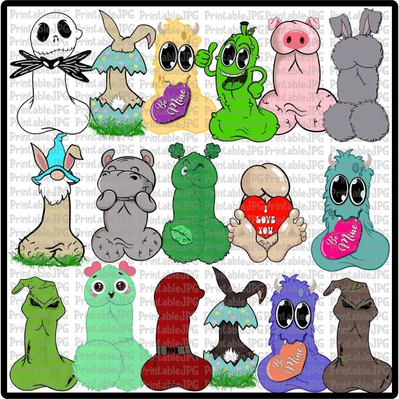 Penis Design Bundle - 17 Adorable Penis Designs - Adult Humor - Weenier ...