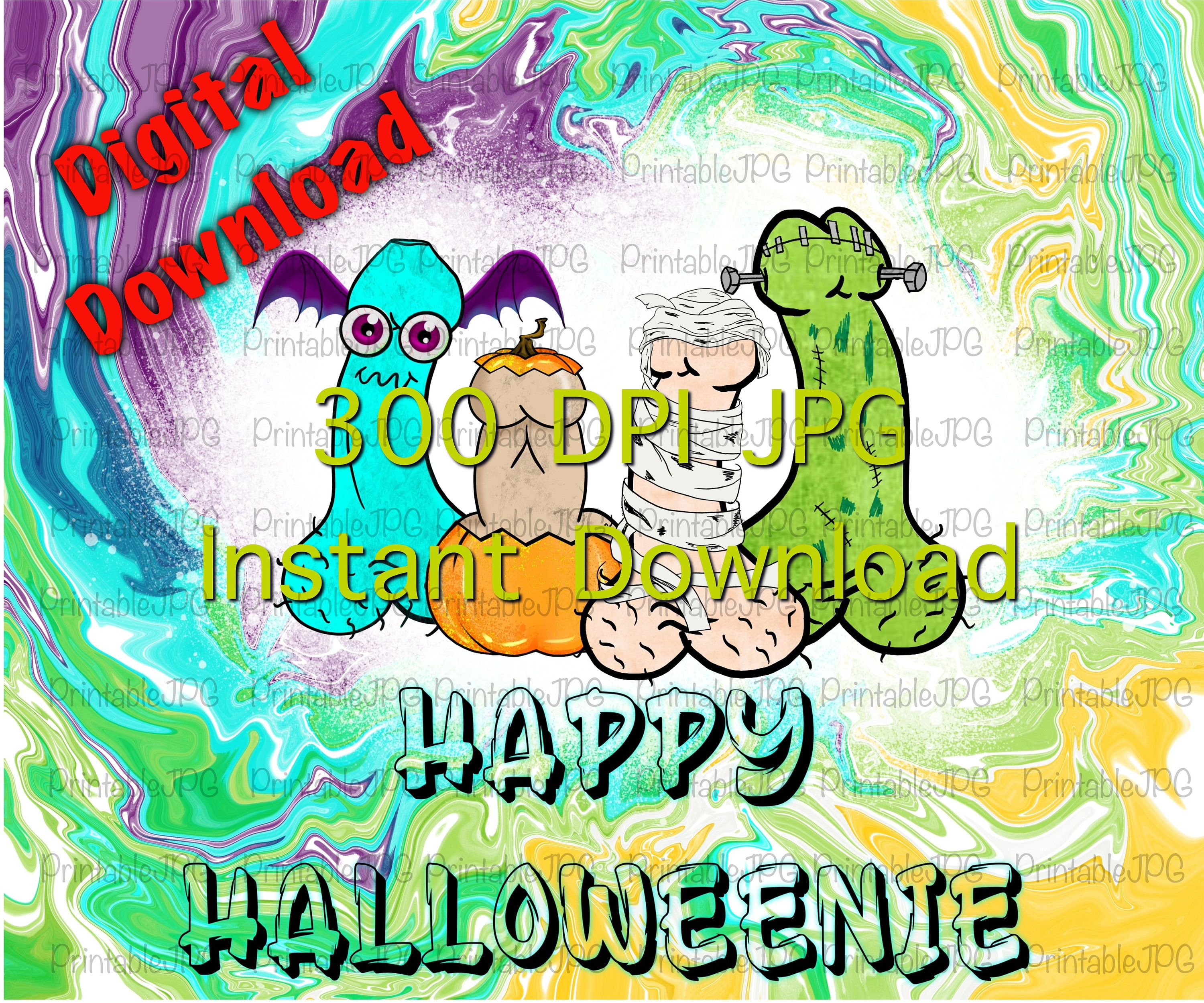 Happy Halloweenie Monster Digital Download Adult Humor Penis Instant ...