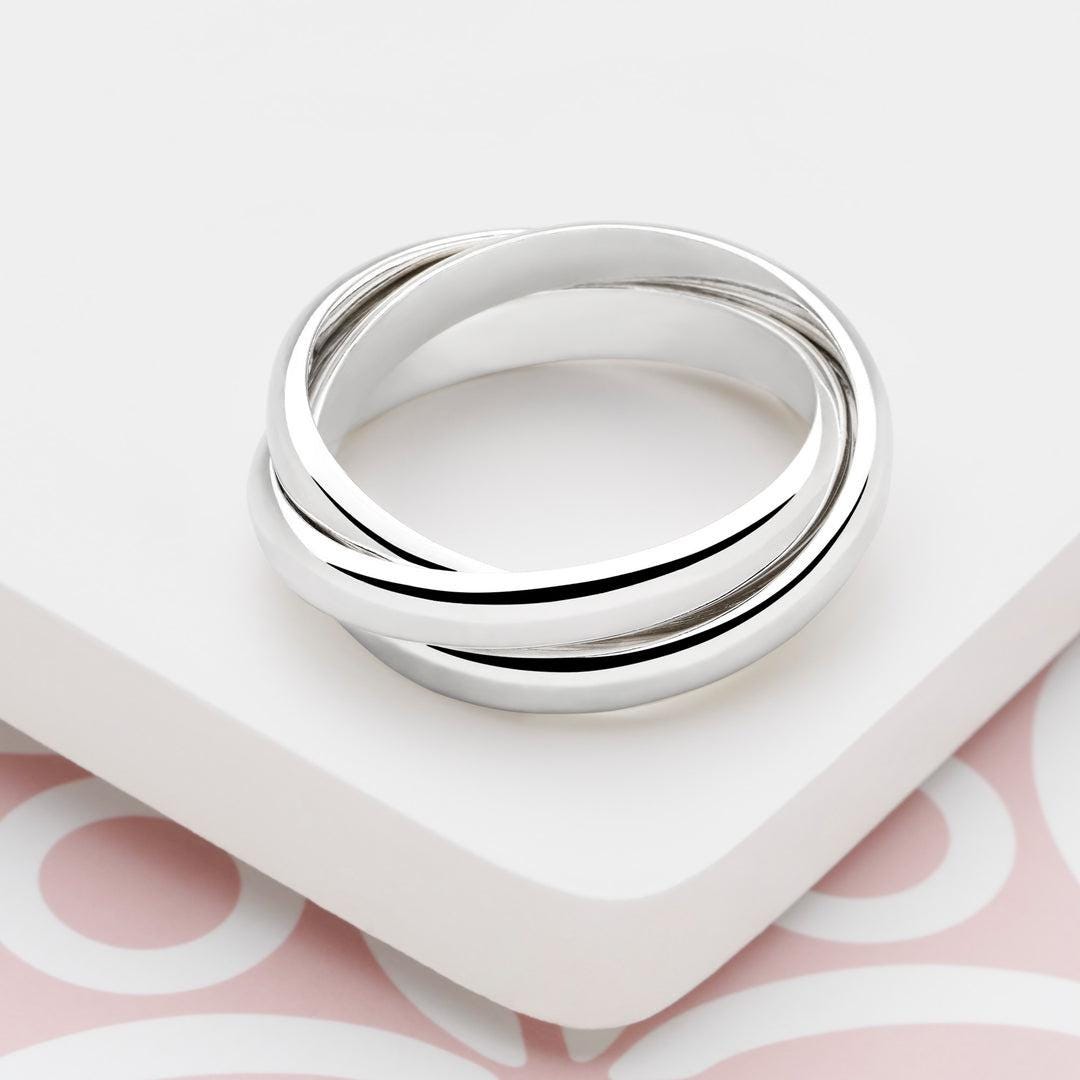 Silver Wedding Ring, Interlocking Band, 925 Sterling Silver Ring ...