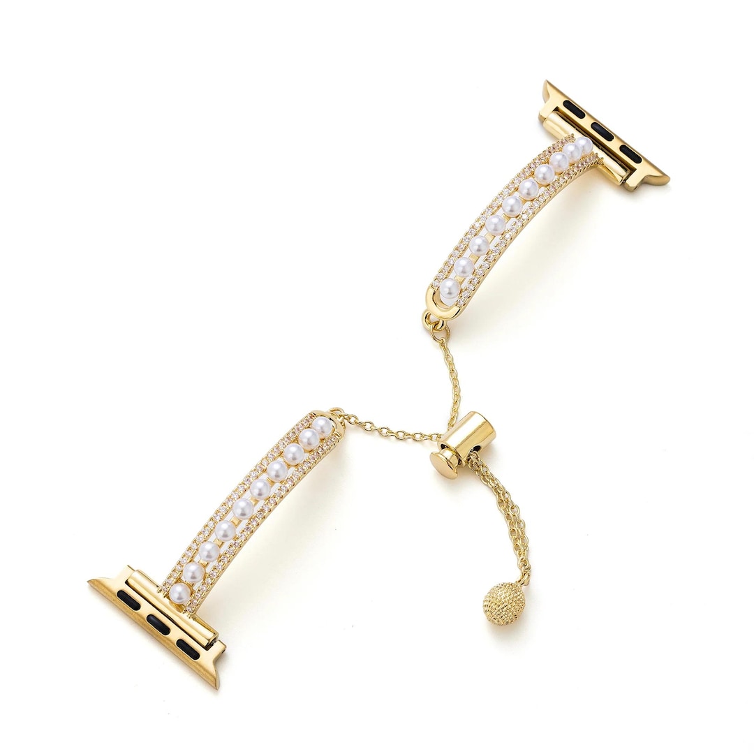 Pearl Beaded Apple Watch Band: Copper, Zircon, Glitter Jewelry Strap - Etsy