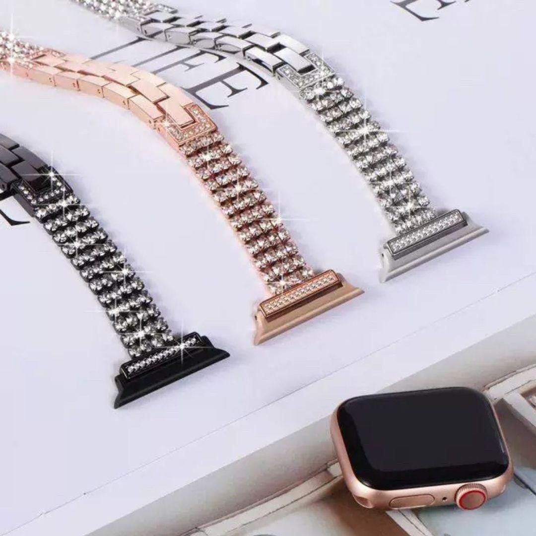 Silver Crystal Apple Watch Band Women Bracelet丨iwatch Band Series 9/8/7 ...
