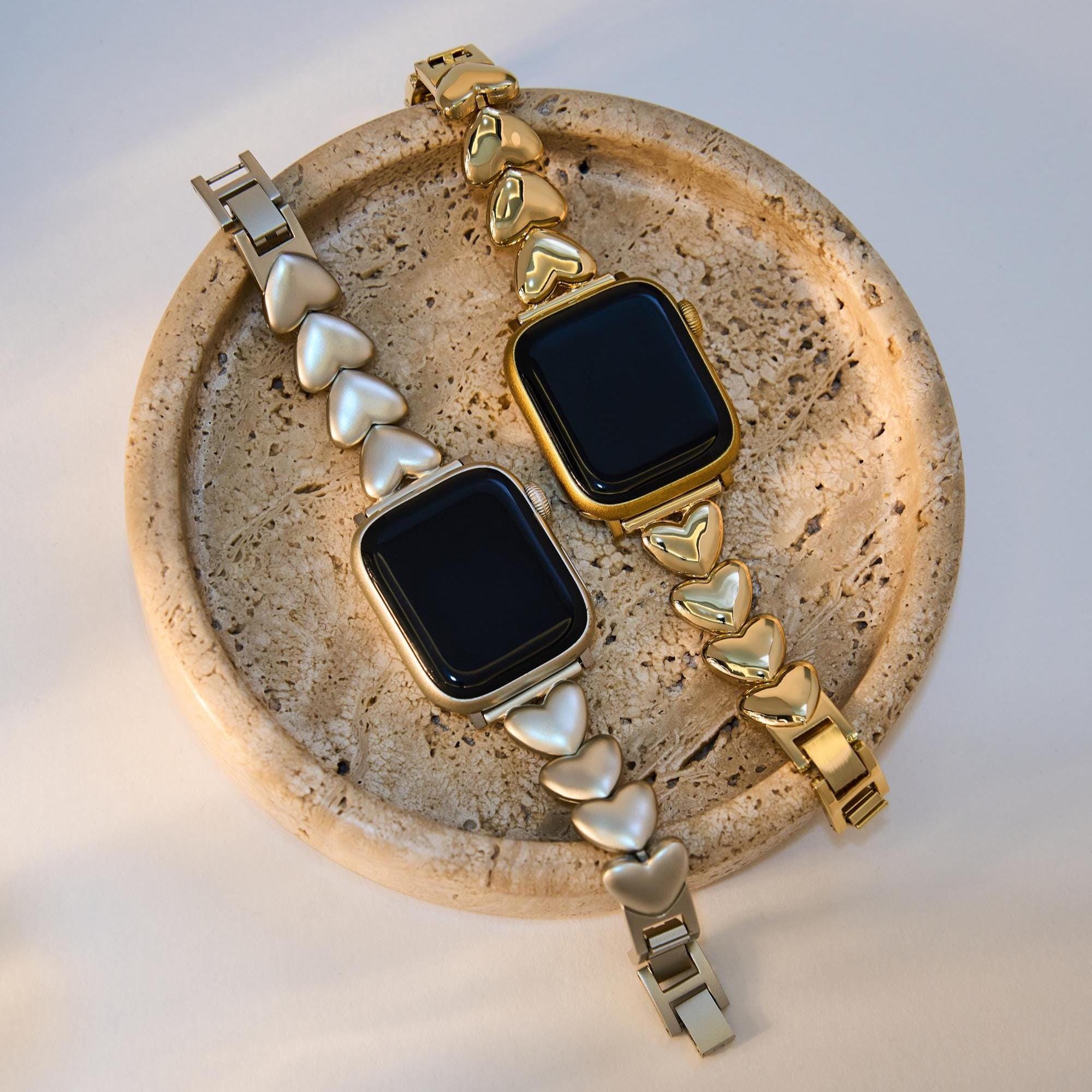 Heart Design Metal Apple Watch Band | Polished Jewelry Strap - Etsy