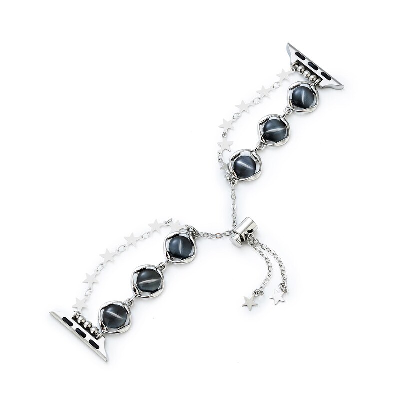 Opal Beaded Apple Watch Band With Star Chain | Spiritual Bracelet Strap ...