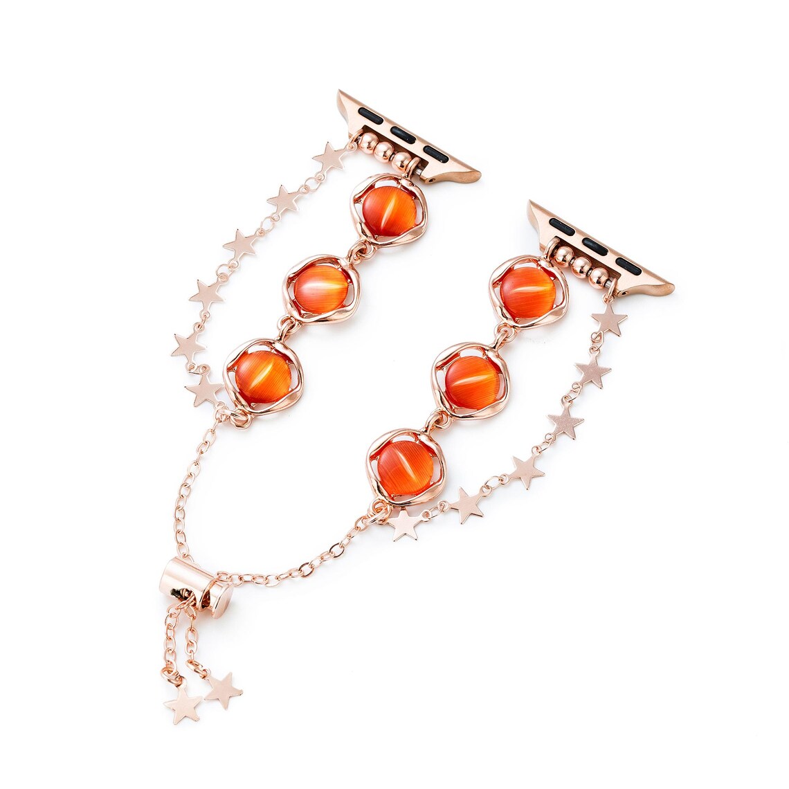 Opal Beaded Apple Watch Band With Star Chain | Spiritual Bracelet Strap ...