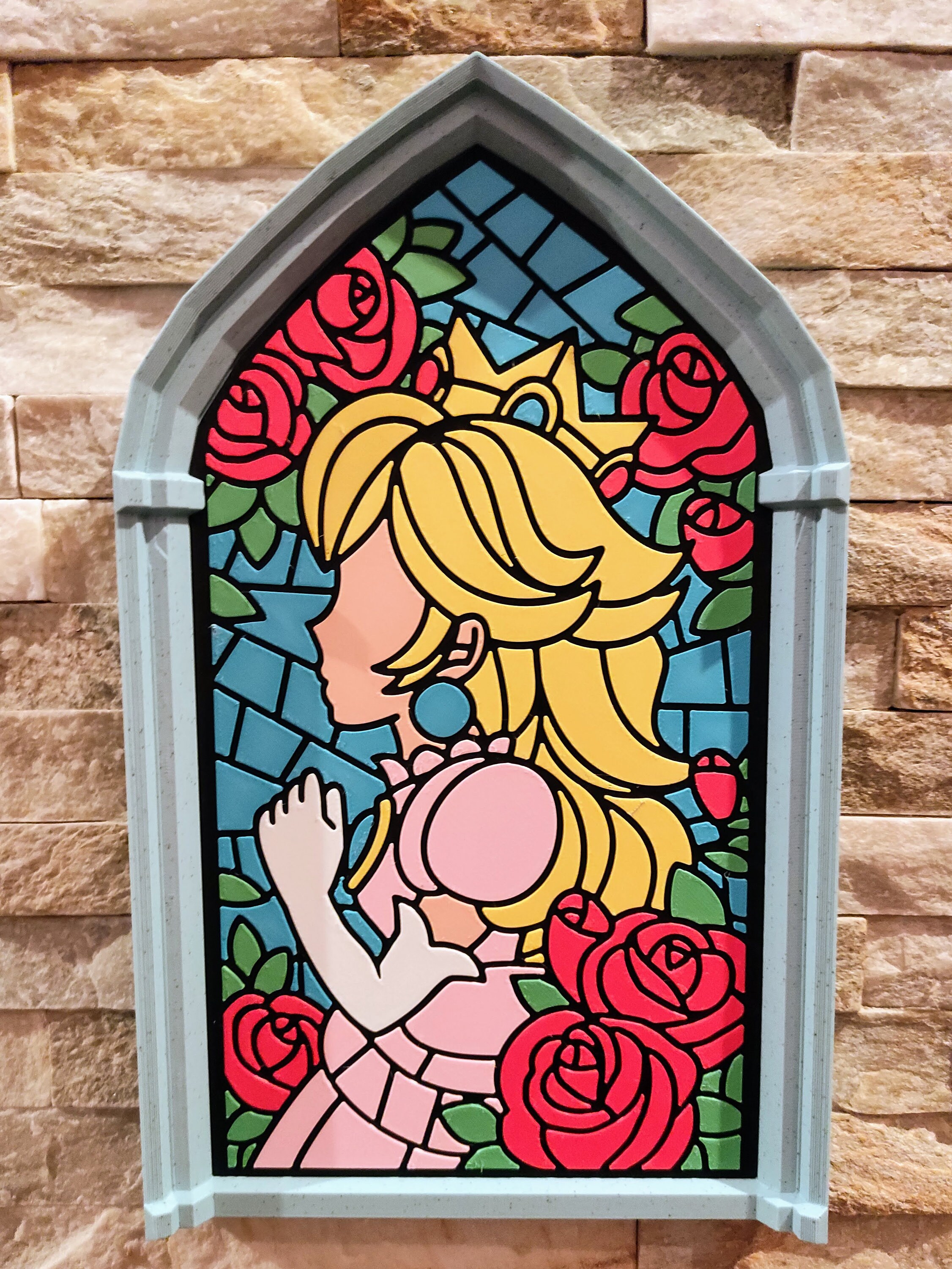 Princess Peach Stained Glass Portrait Wall Art Decoration - Etsy