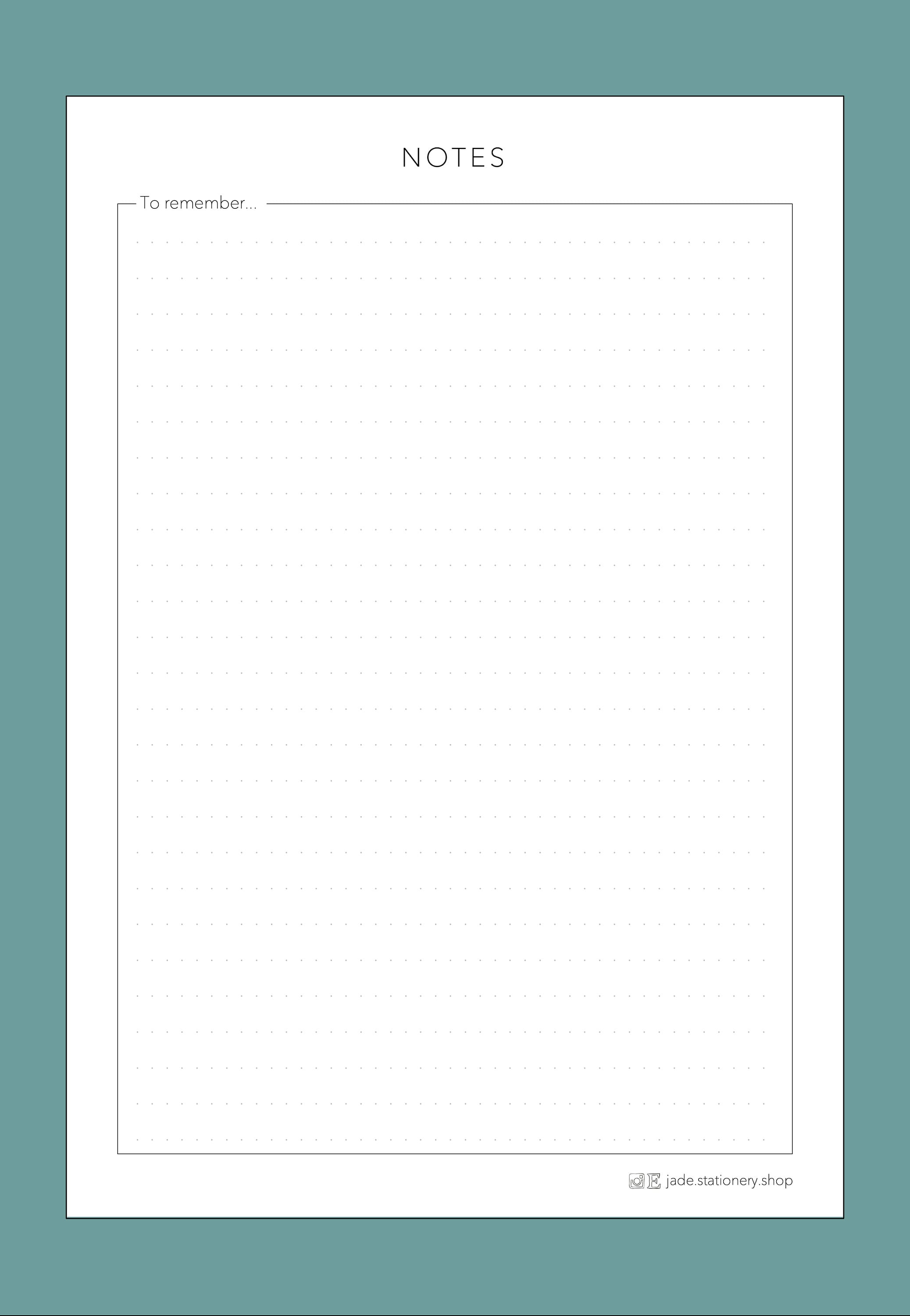 Notes Template | Printable | Modern | Minimalist | Pdfdownload - Etsy