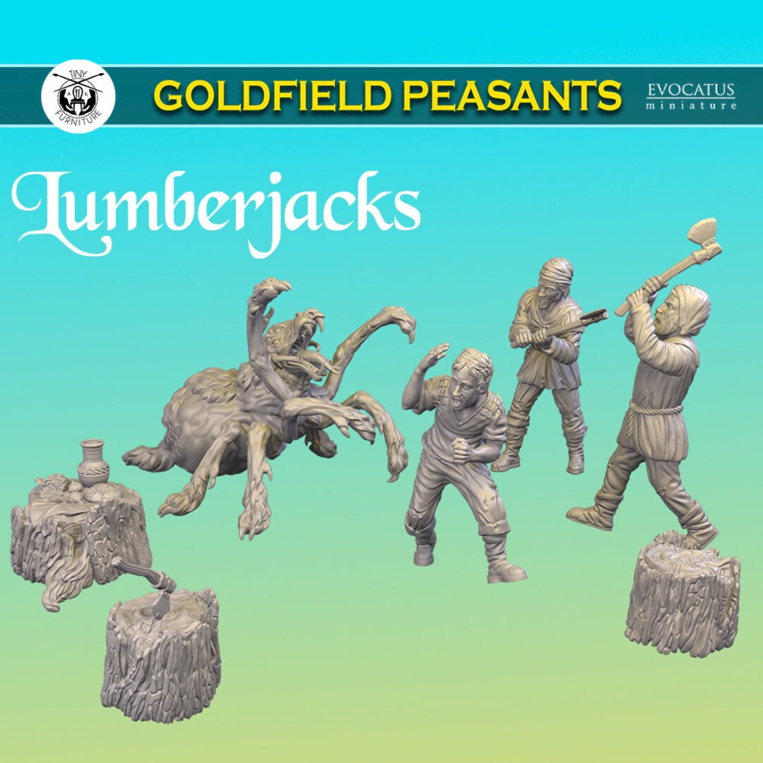 Set #26 Lumberjacks Goldfied Peasants 28mm 32mm TGM-7 - Etsy