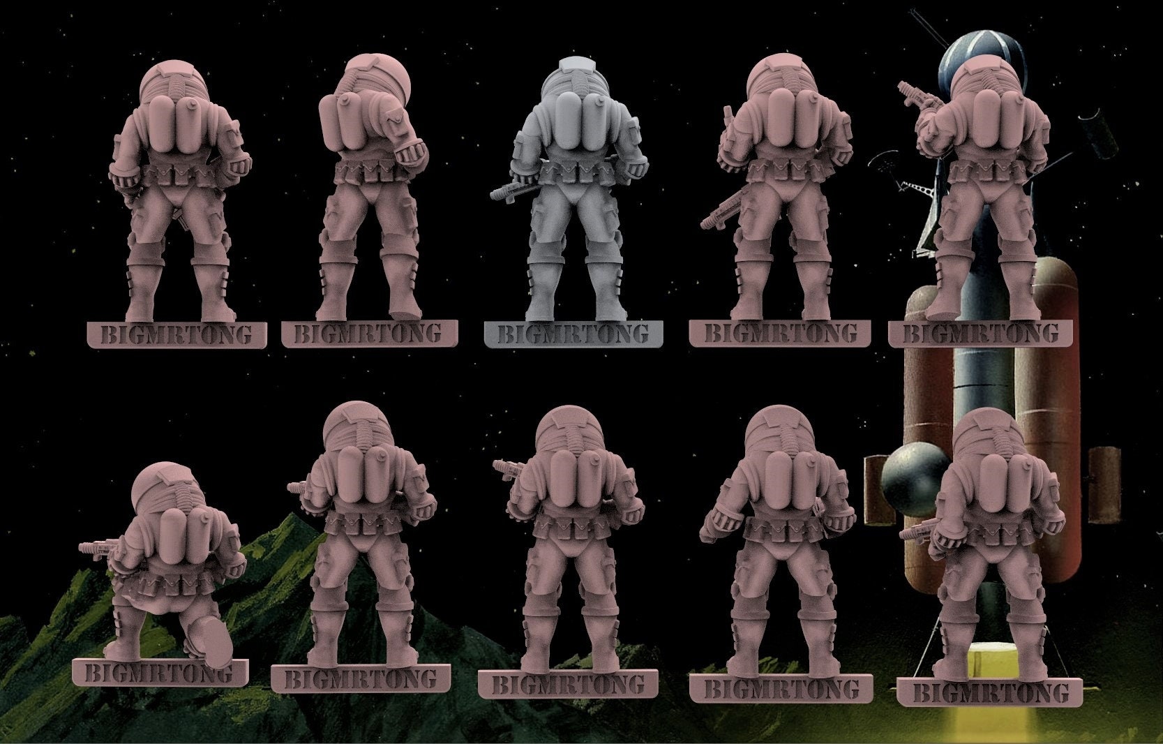 D28mm Retro Spacemen X10 set 1 - Etsy
