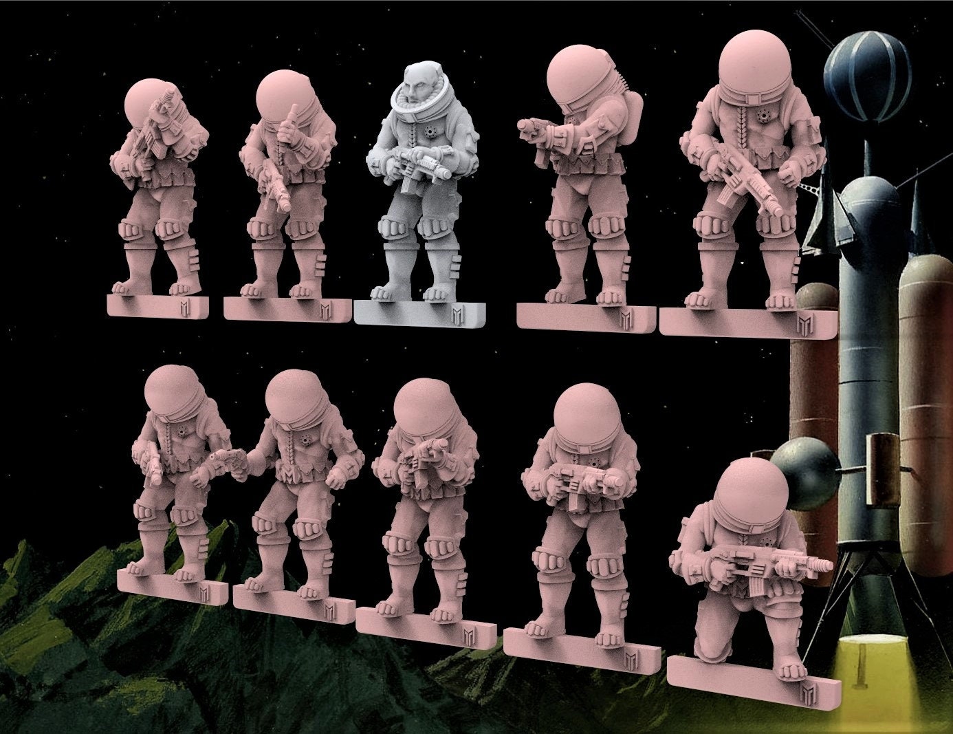 D28mm Retro Spacemen X10 set 1 - Etsy