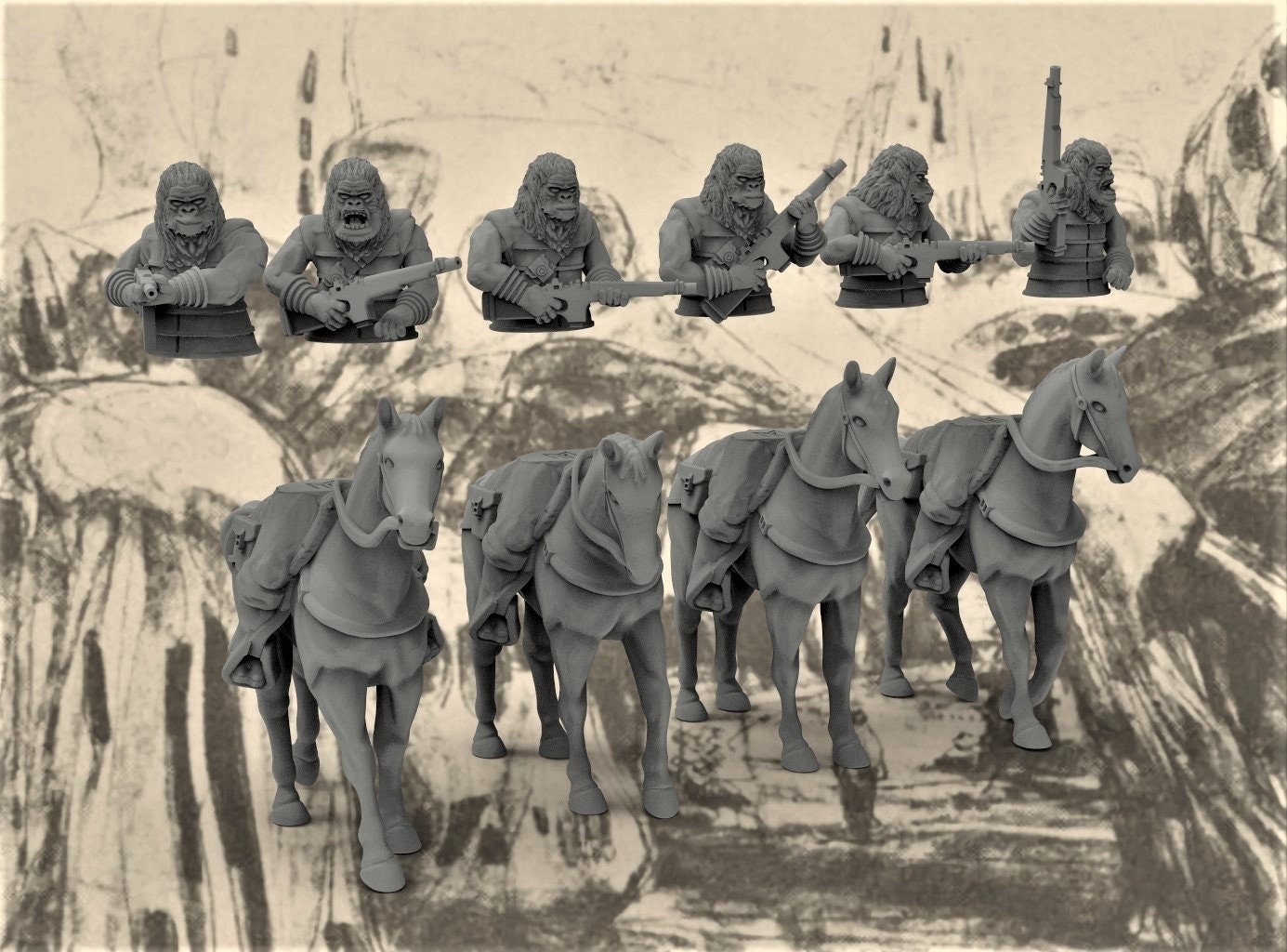 28mm Apes on Horses X3 or X6 - Etsy