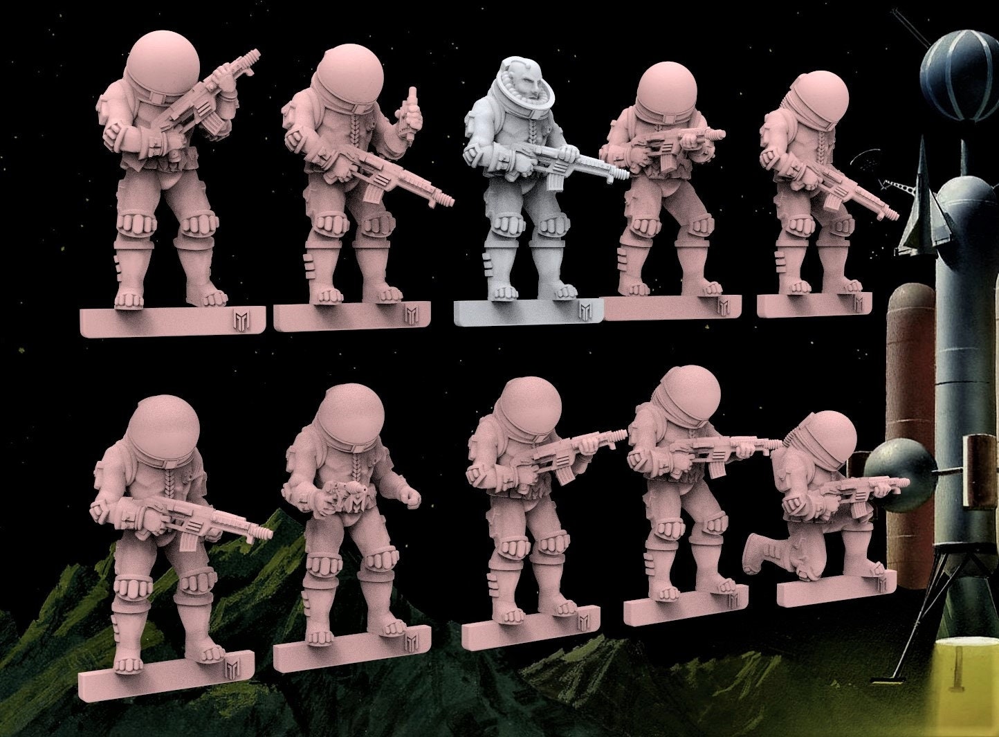 D28mm Retro Spacemen X10 set 1 - Etsy