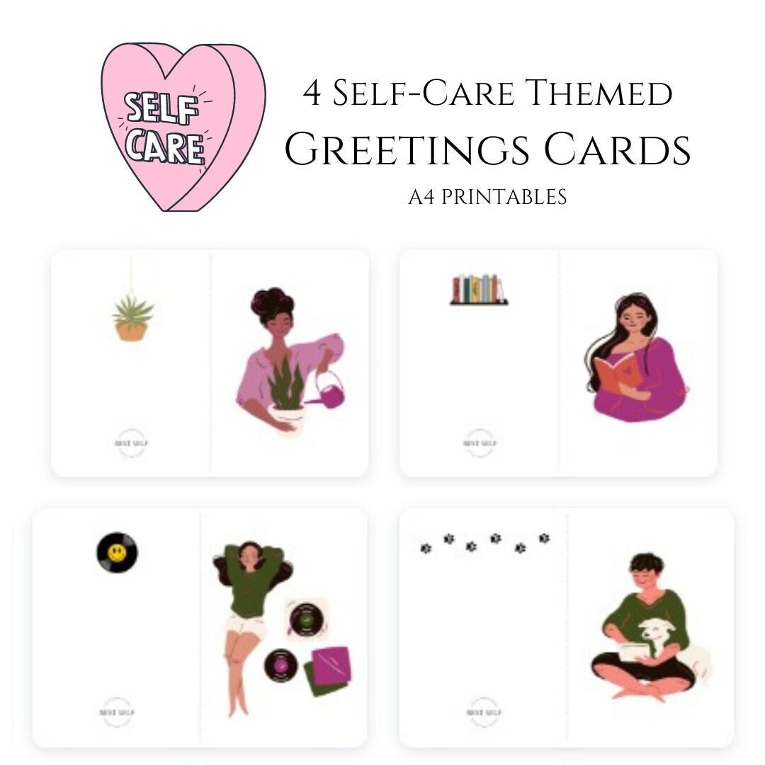 4 Self-care Greetings Cards - Etsy