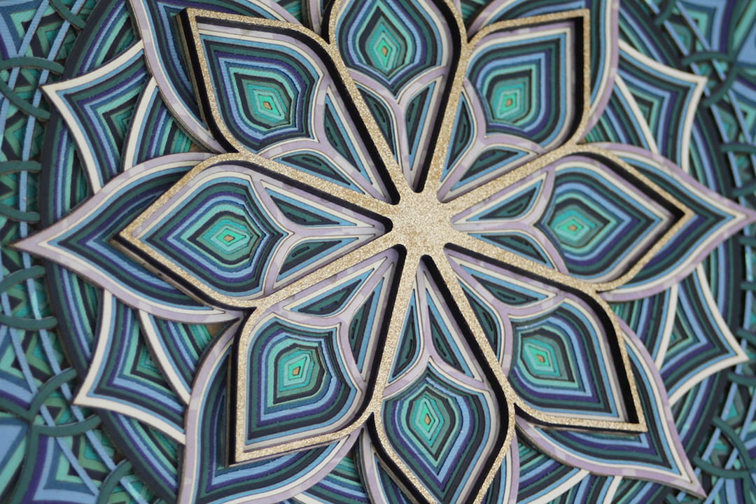 Blue Cut Paper Mandala Framed Wall Art (ready to Hang) - Etsy