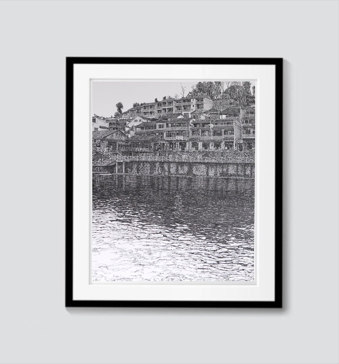 Printable Digital Wall Art | Old Town Pen Drawing | by Senior Architect ...