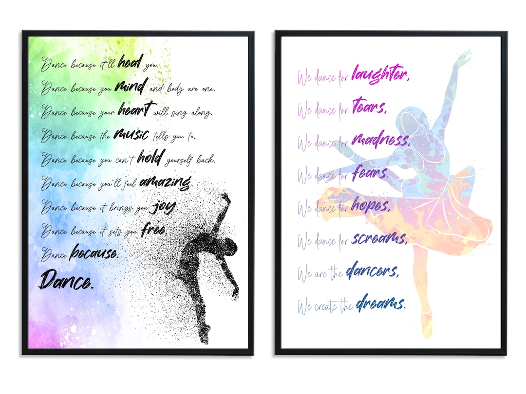 Dancer Gift Inspirational Poem Print Set of 2 Ballet Gift Rainbow Dance ...