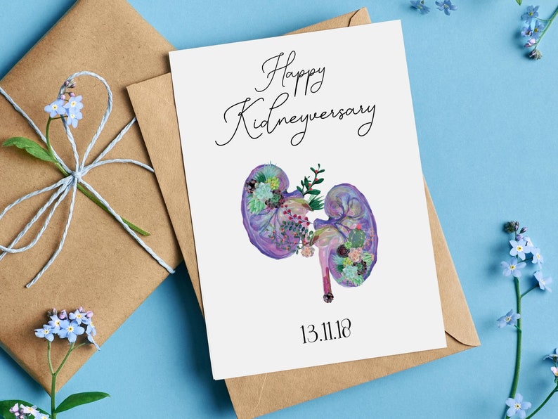 Kidneyversary Card Kidney Transplant Anniversary Card - Etsy