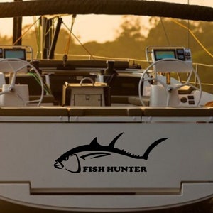 CUSTOM TEXT STICKER, Boat Decals, Fish and Text Boat Decal Perfect for ...