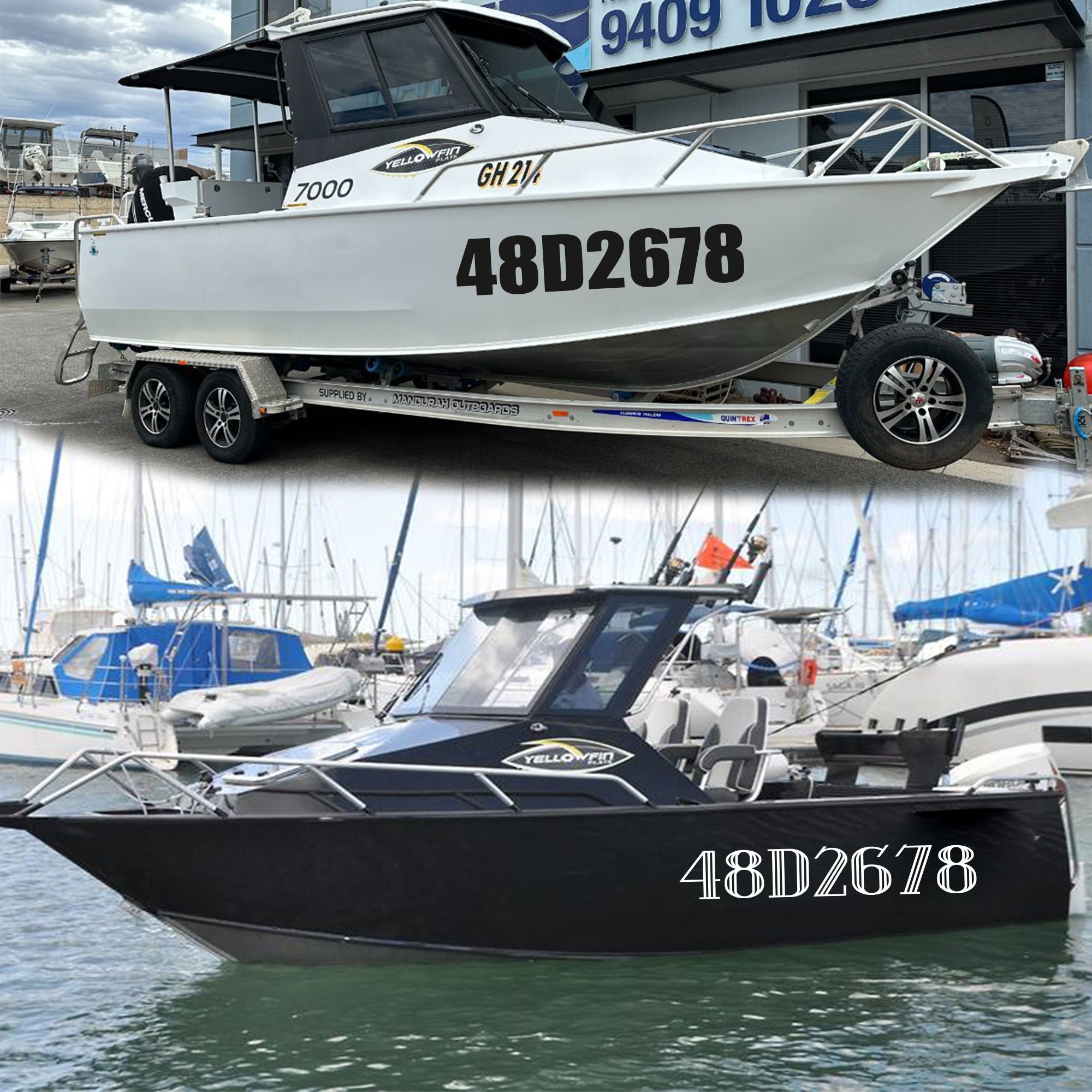 Custom Boat State Registration Numbers Pair Lettering Decals Vinyl ...