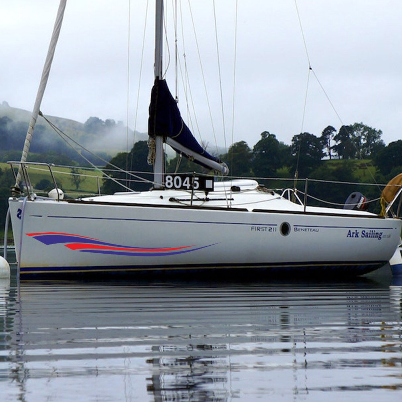 2 Pieces Colorful Line Sticker, Yacht & Boat Sticker, Custom Boat Decal ...