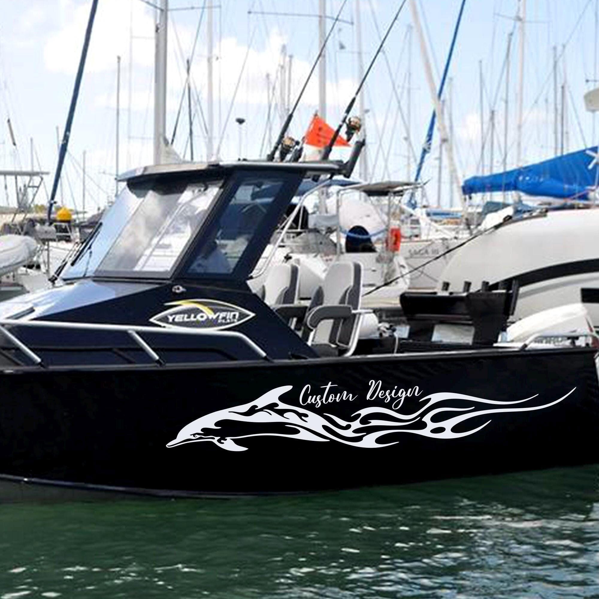 Fire Effect Dolphin Sport Dolphin Boat Sticker, Big Fish Marine Vinyl ...