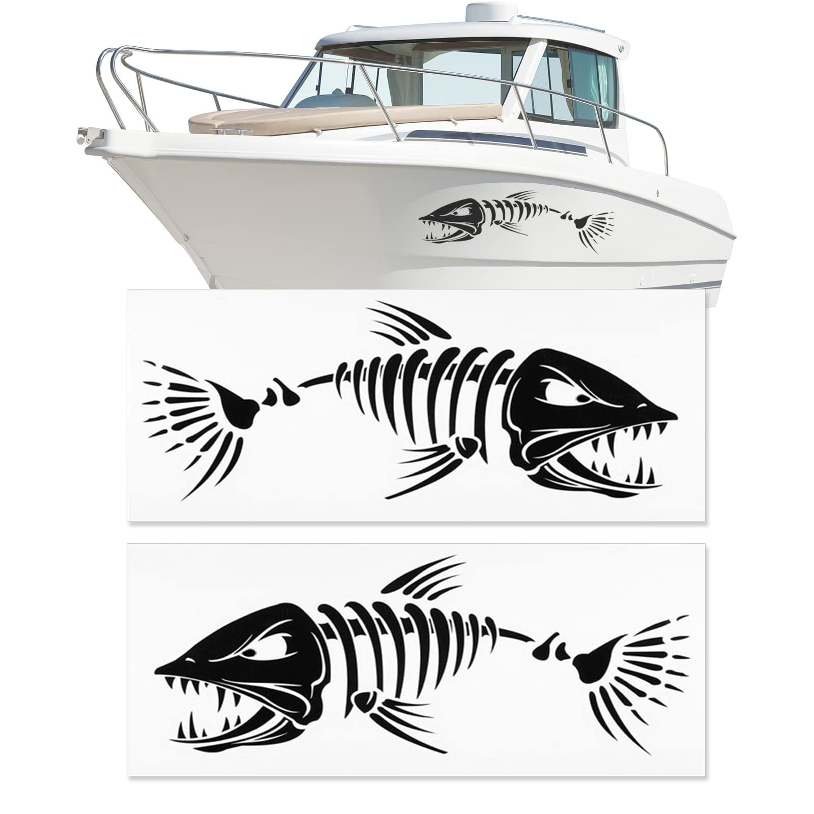 Fish Skeleton Boat Decal,personalized Boat Decal, Blackdogdecal Fish ...
