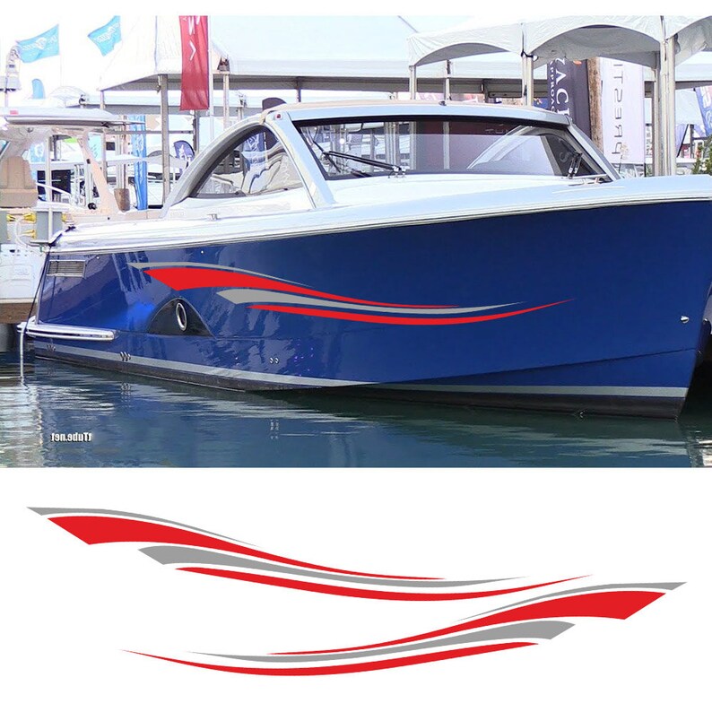 2 Pieces Colorful Line Sticker, Yacht & Boat Sticker, Custom Boat Decal ...