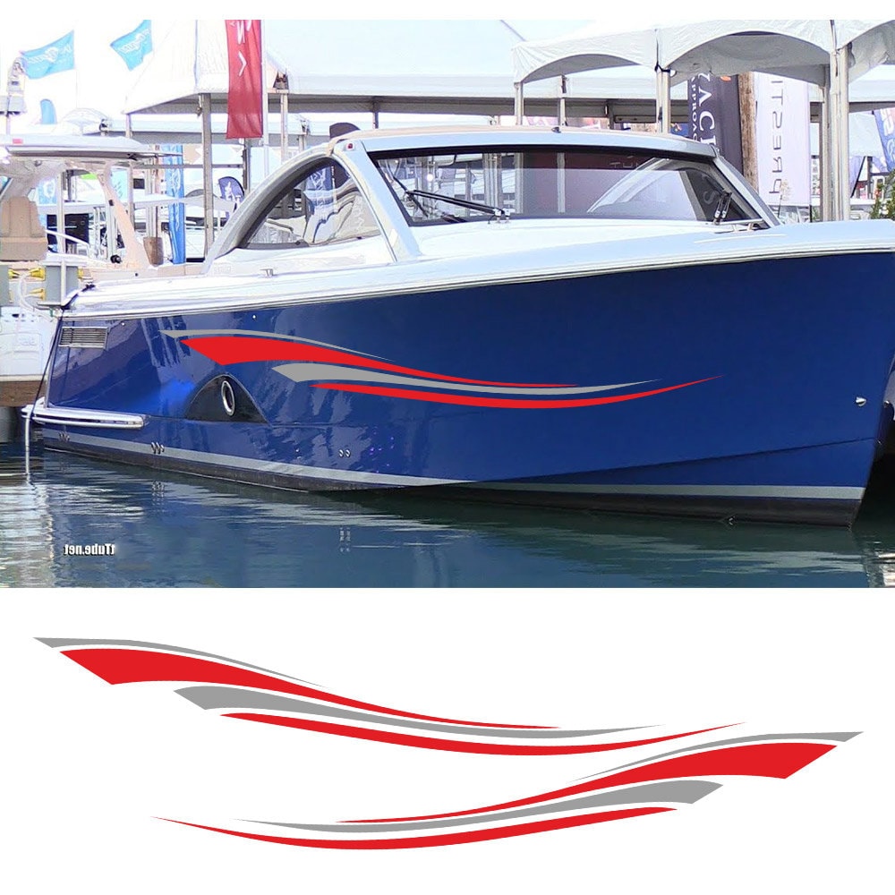 2 Pieces Colorful Line Sticker, Yacht & Boat Sticker, Custom Boat Decal ...