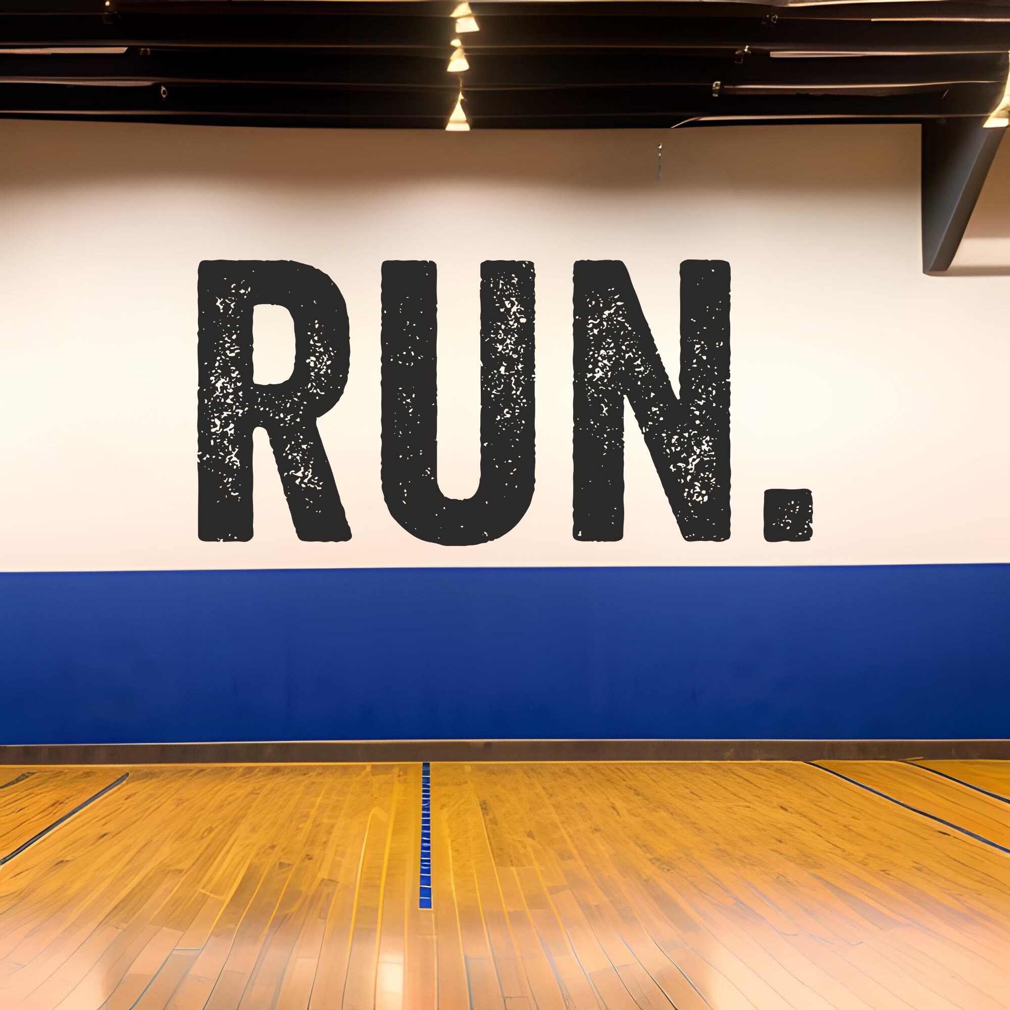 GYM Wall Sticker With Run Lettering, Motivational Vinyl Decal for ...