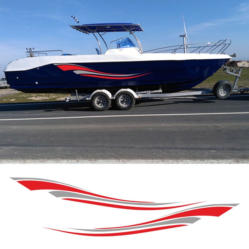 2 Pieces Colorful Line Sticker, Yacht & Boat Sticker, Custom Boat Decal ...