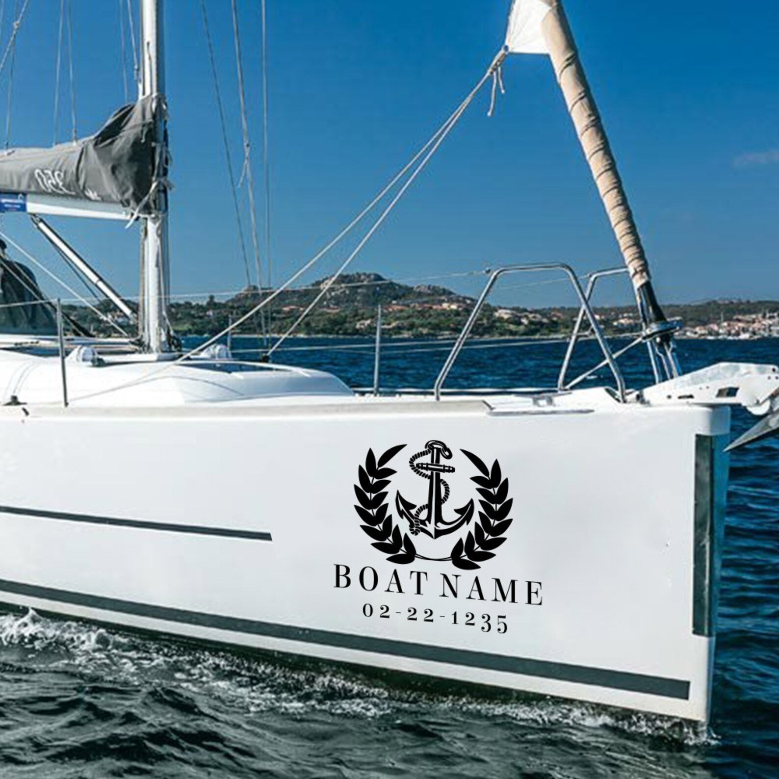 Personalized Sea Anchor and Name Sticker, Boat and Yath Stickers, Best ...