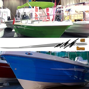 Two Color Line Boat Decal - Vinyl Sticker, Marine Decor, Gift for ...