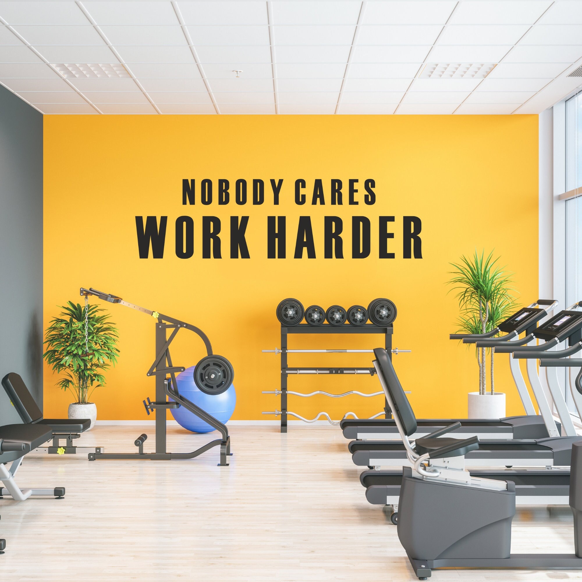 Work Harder Letter GYM Wall Sticker, Strong Sticker, Unique Wall Decal ...
