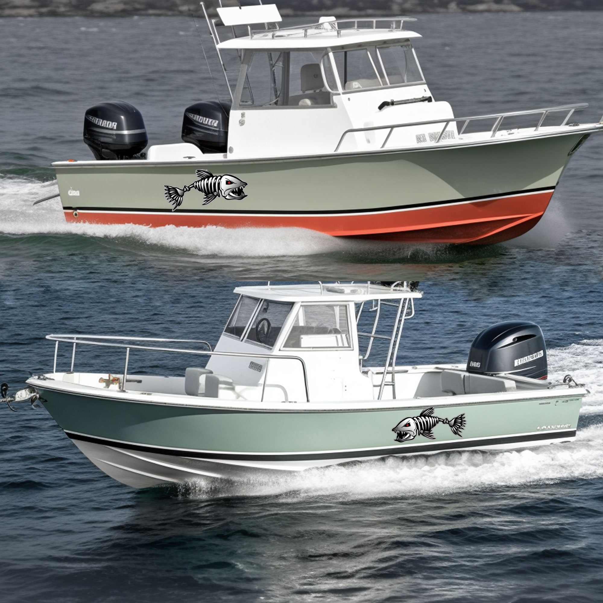 Red Eyed Fish Skull Boat Decal, Vinyl Decal, Boat Decal Sticker, Marine ...