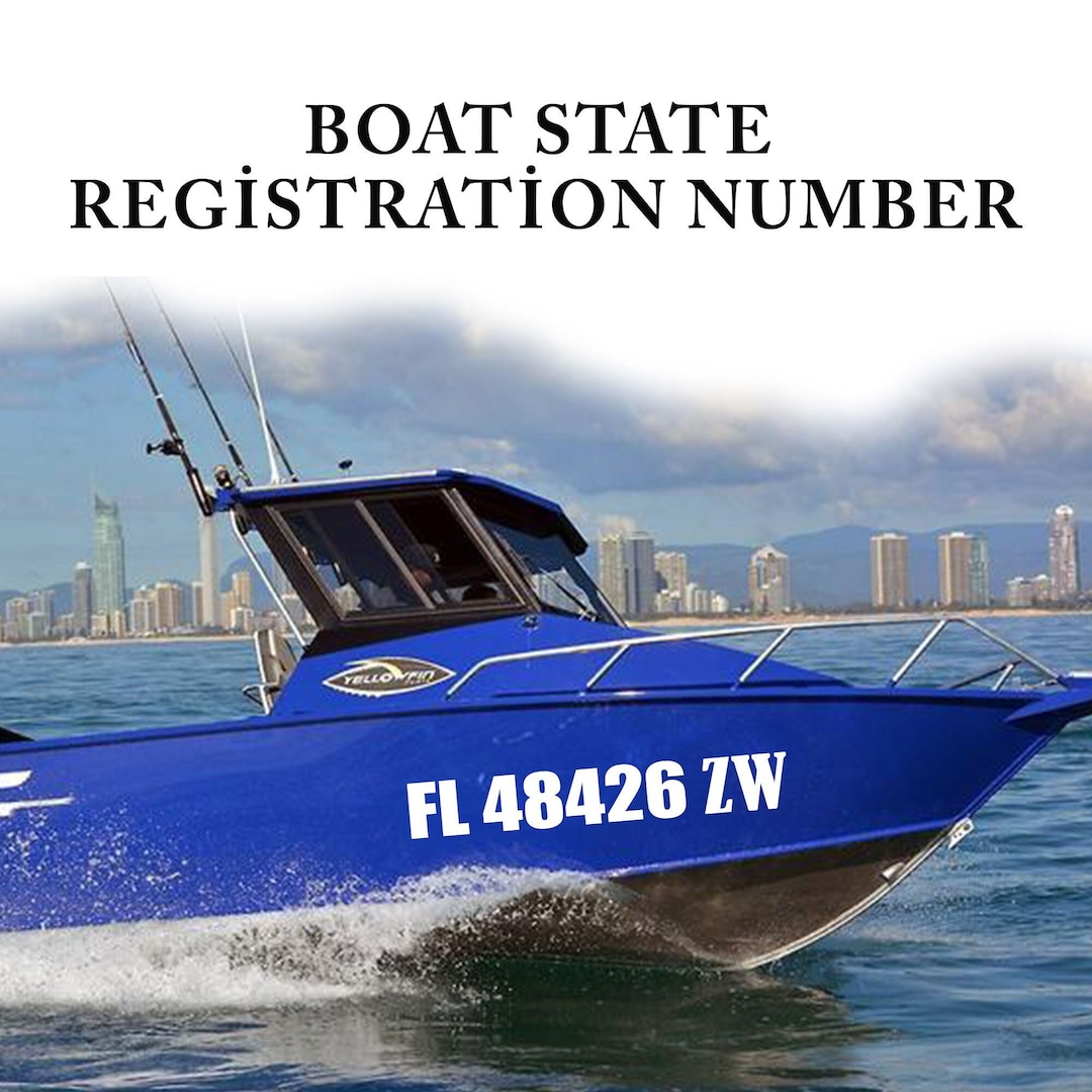 Custom Boat State Registration Numbers Pair Lettering Decals Vinyl ...