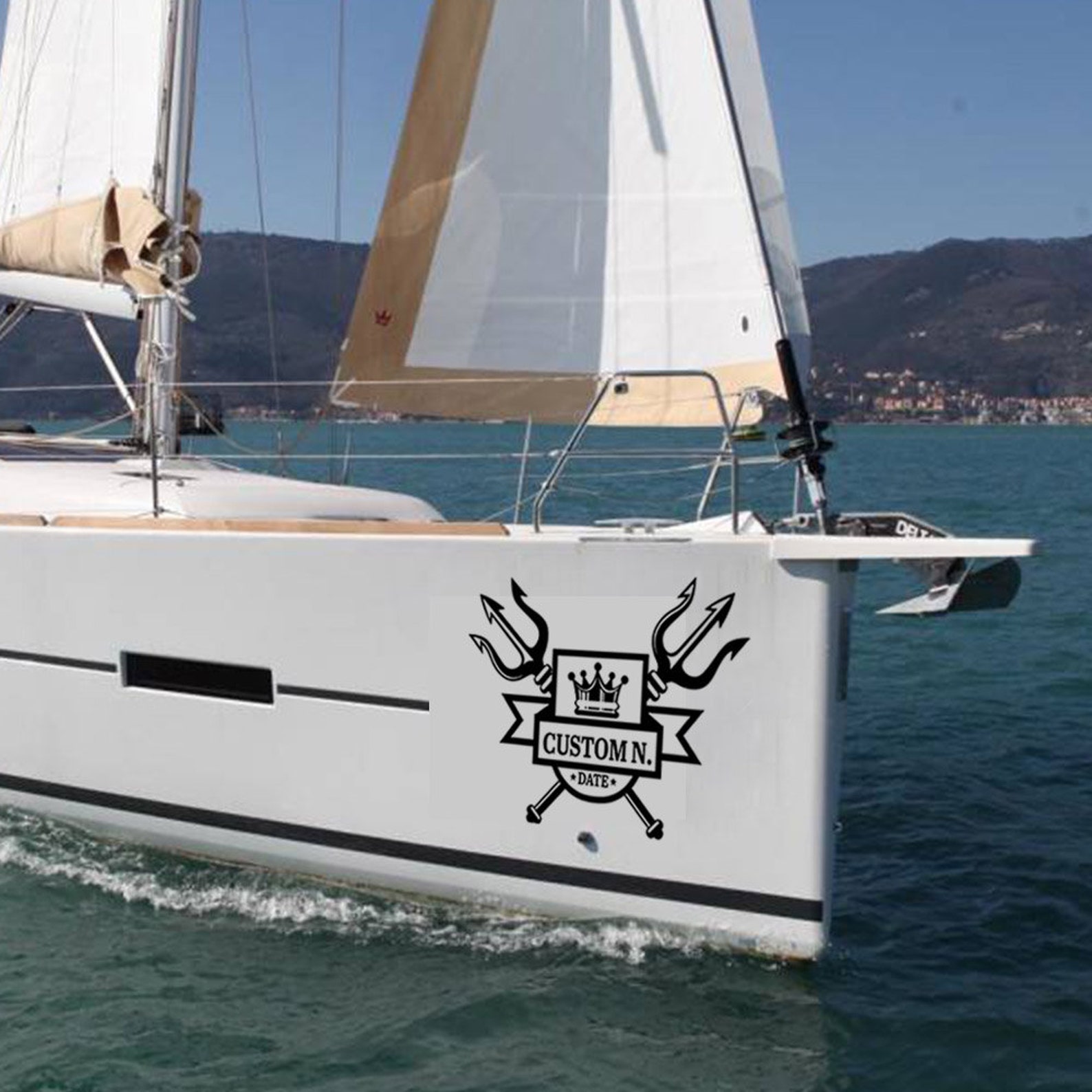 Sea Anchor king Crown Sticker, Boat Sticker, Boat Decal, Fishing ...