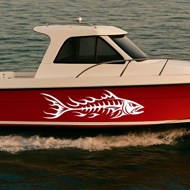 Fish Skeleton Boat Decal – Marine Vinyl Fishing Skull Sticker - Etsy
